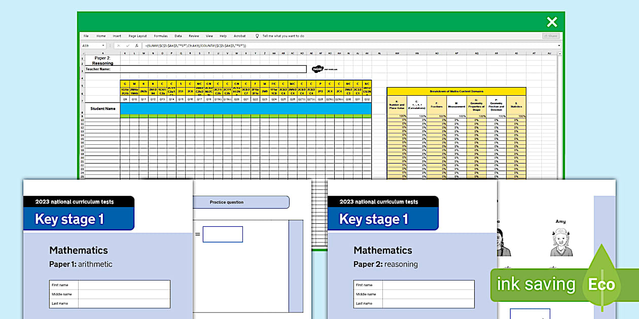 👉 Year 2 Maths 2023 KS2 SATs Papers and Analysis Spreadsheet