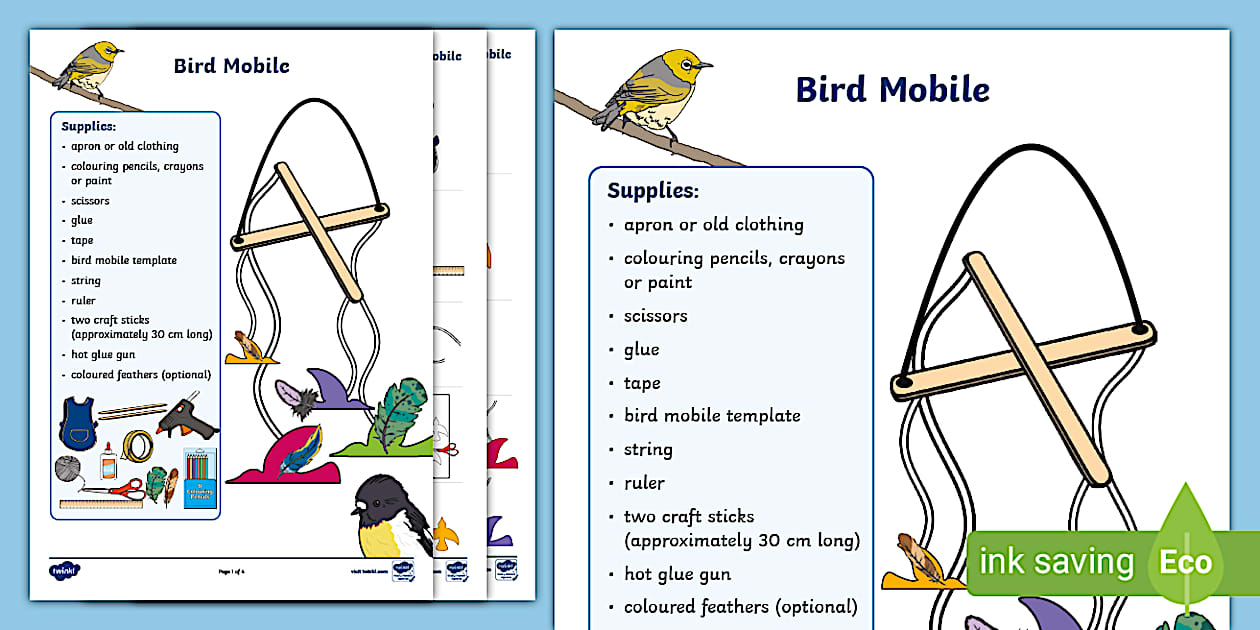 Bird Mobile Craft (teacher made) - Twinkl