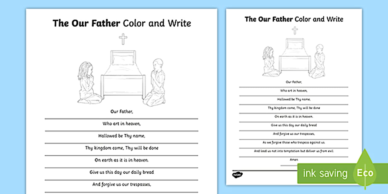 Editable The Our Father Color and Write Worksheet - Twinkl