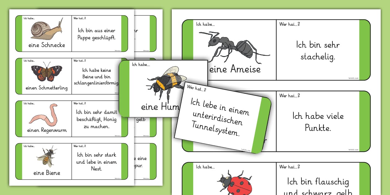 Tiere der Wiese: "Ich habe …, Wer hat…?" - Spiel