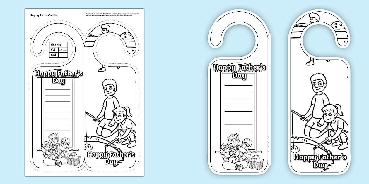 Father's Day Door Hanger Worksheet (Teacher-Made) - Twinkl