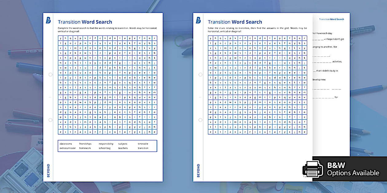 Transition Word Search (teacher made) - Twinkl