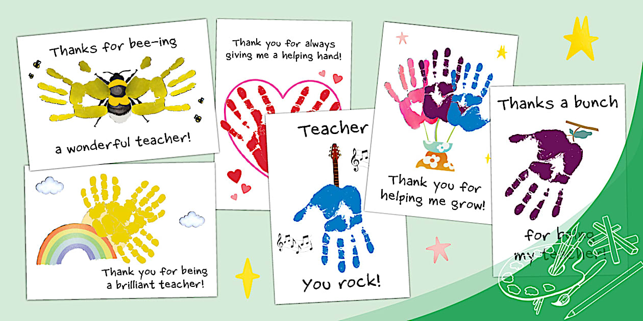 Thank You Teacher Handprint Activity Posters Pack - Twinkl