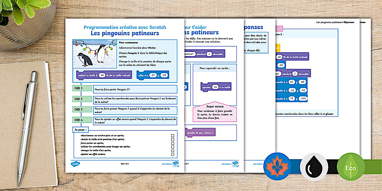 Creative Coding with Scratch: Skating penguins French