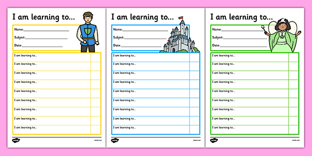 Editable Fairy Tale Themed Target and Achievement Sheets