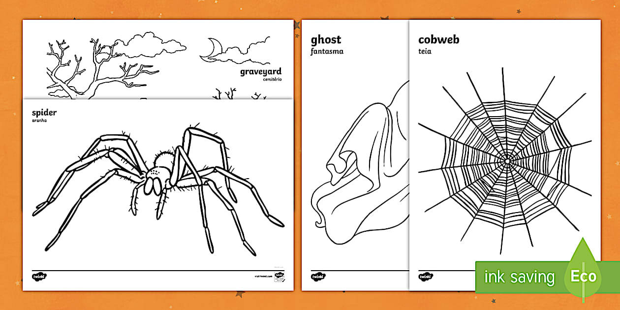 Halloween Colouring Pages English/Portuguese (teacher made)