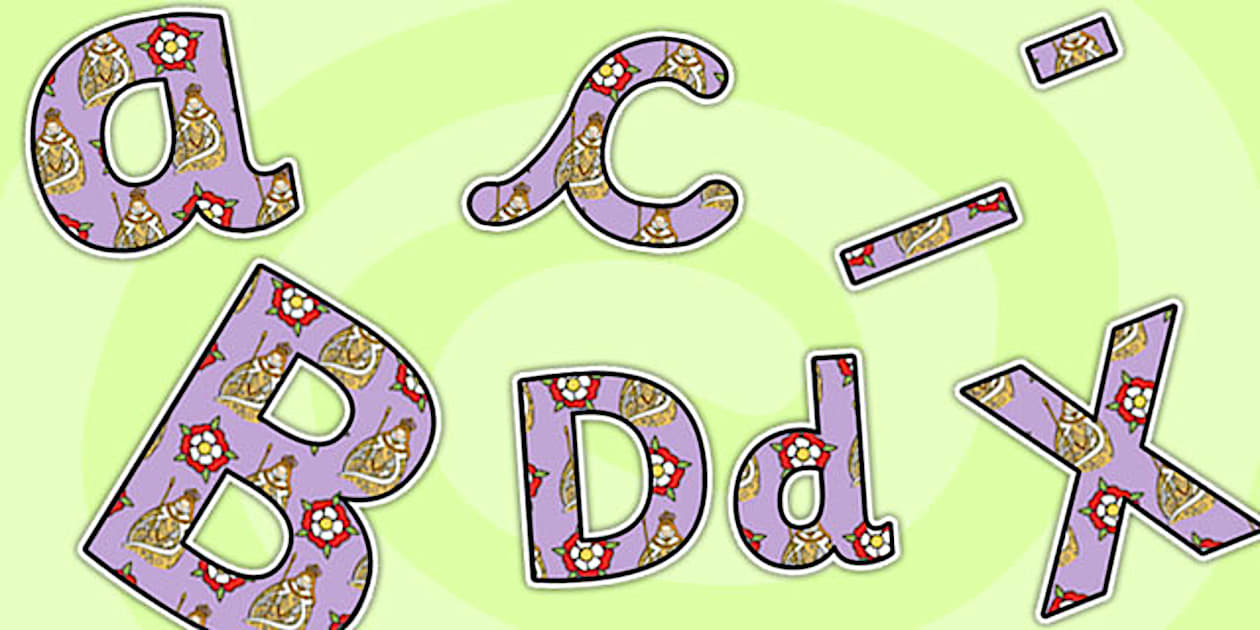 Cursive Elizabeth I Themed Display Lettering - Twinkl