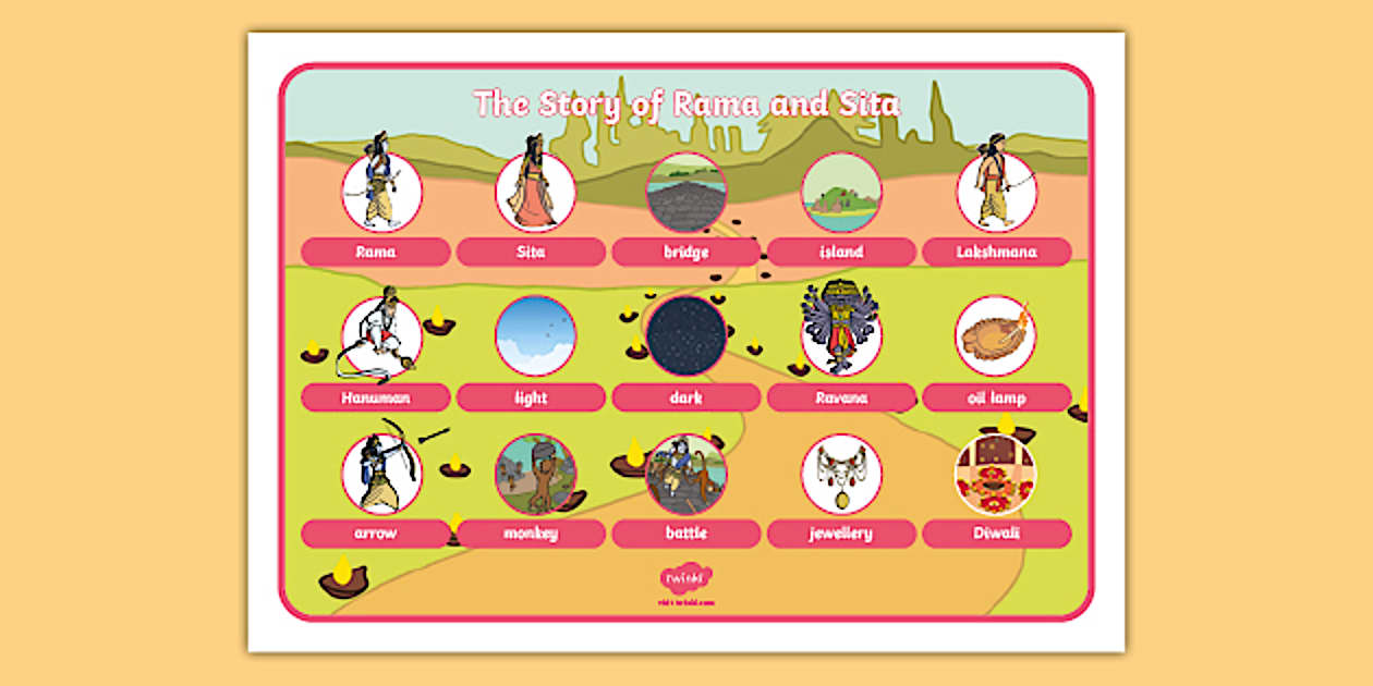Cursive The Story of Rama and Sita Word Mat (teacher made)
