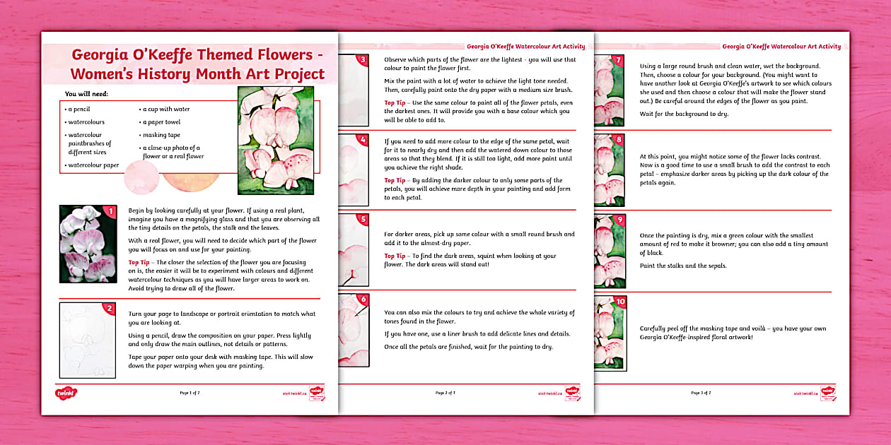 Georgia O'Keeffe Themed Flowers - Women's History Month Art