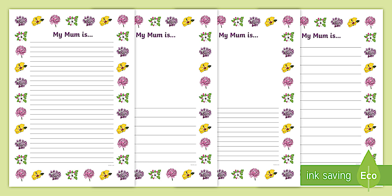 Editable My Mum Is... Page Borders (teacher made) - Twinkl