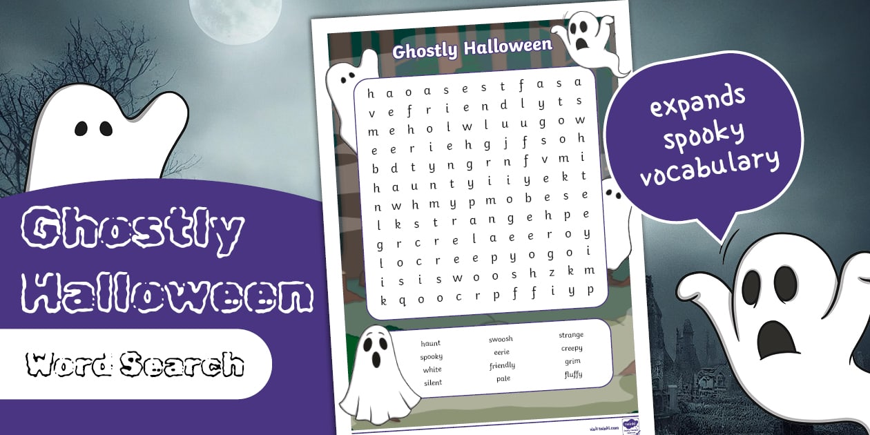 Ghostly Halloween Word Search (teacher made) - Twinkl