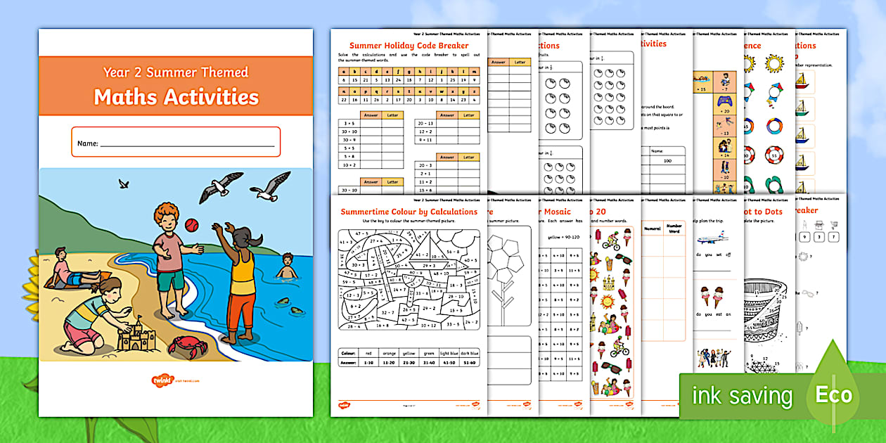 Year 2 Summer Themed Maths Home Learning Activity Booklet