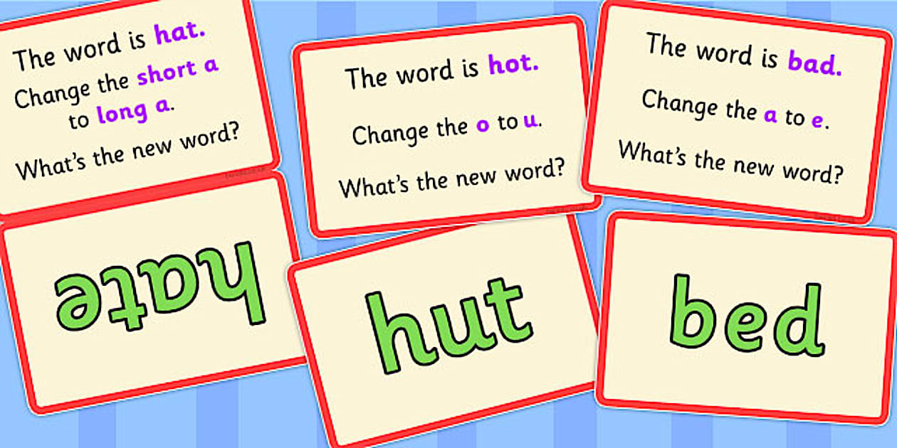 Vowel Manipulation Script Cards Medial Set 1 - Twinkl