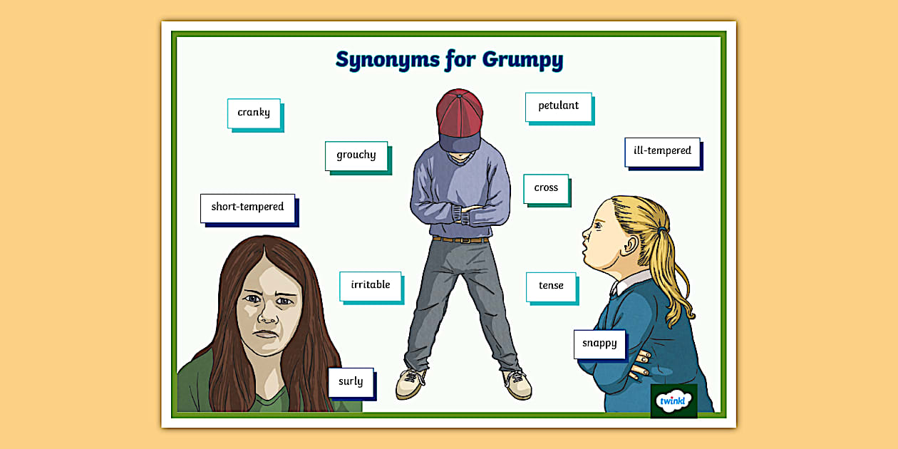 Grumpy Synonym Word Mat (teacher made) - Twinkl