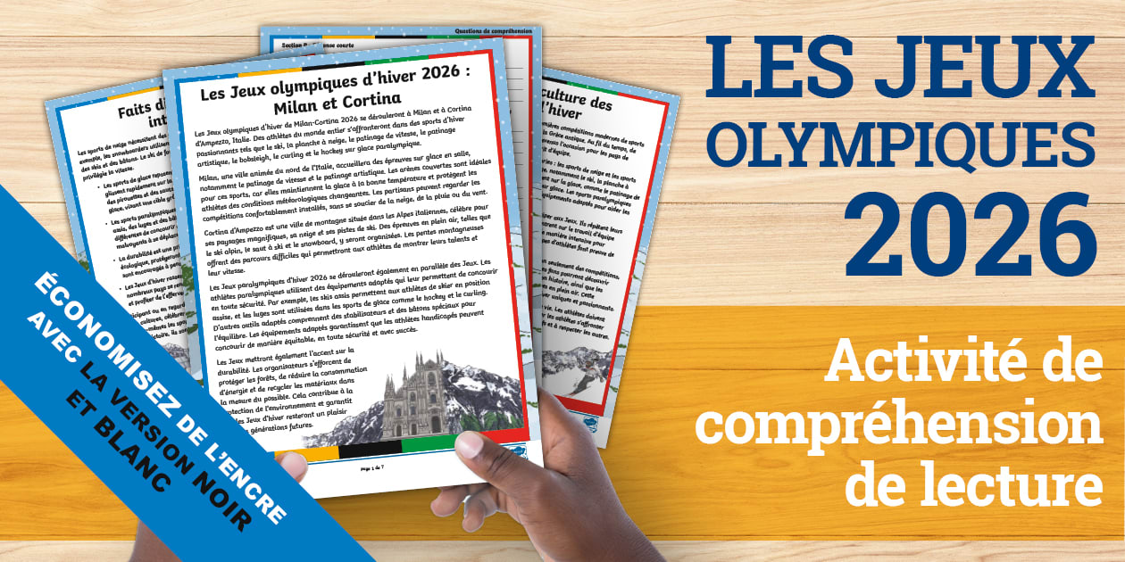 * NEW * Winter Games 2026 Junior Reading Comprehension Activity French