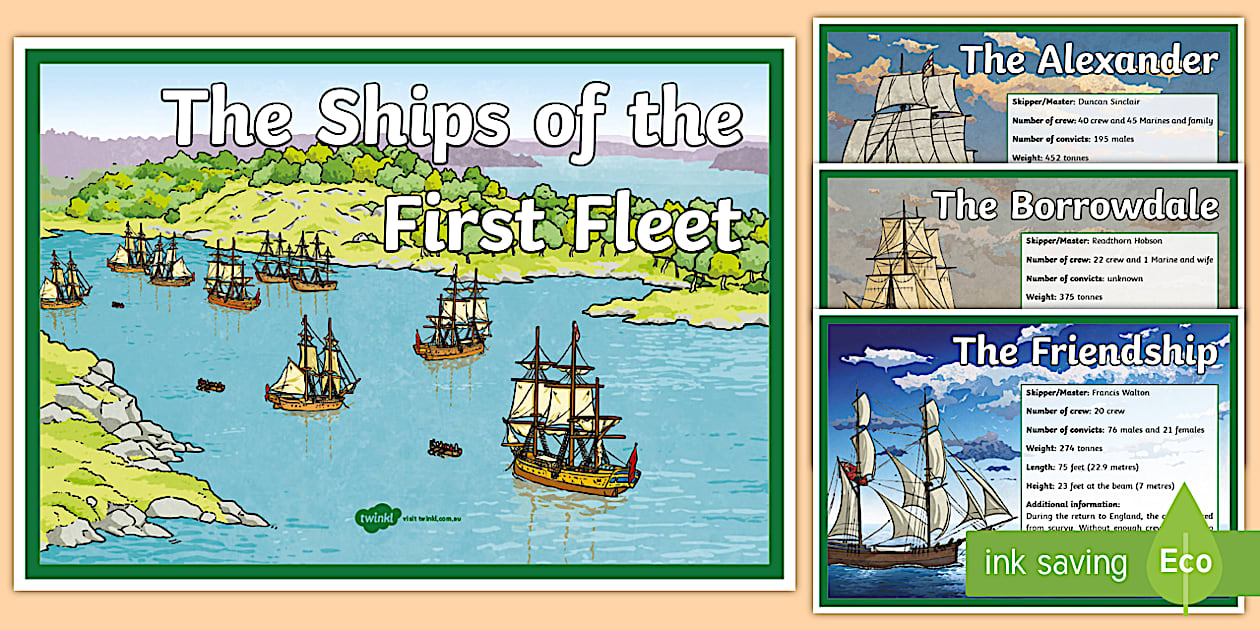 The First Fleet Ships Facts Posters - History - Years 3-6