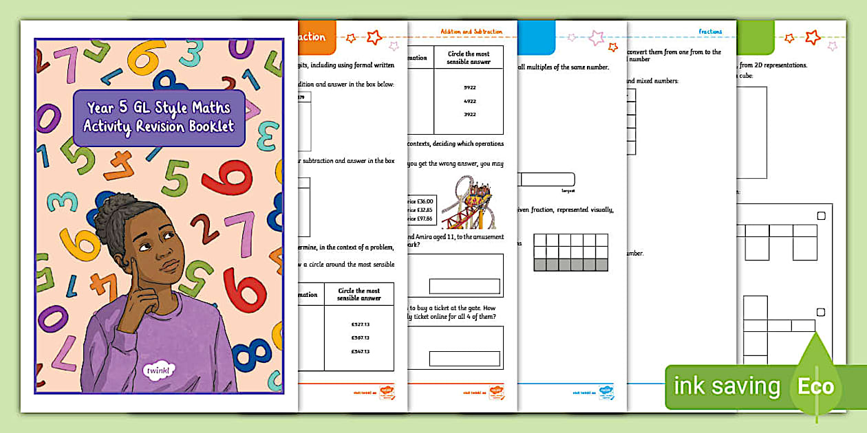 Year 5 GL Style Maths Activity Revision Booklet - Twinkl