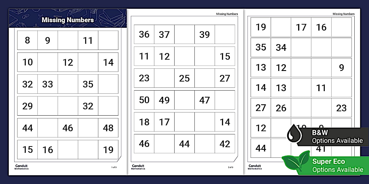 Reinforcing Number: Missing Numbers To 50 Cut-Out Activity