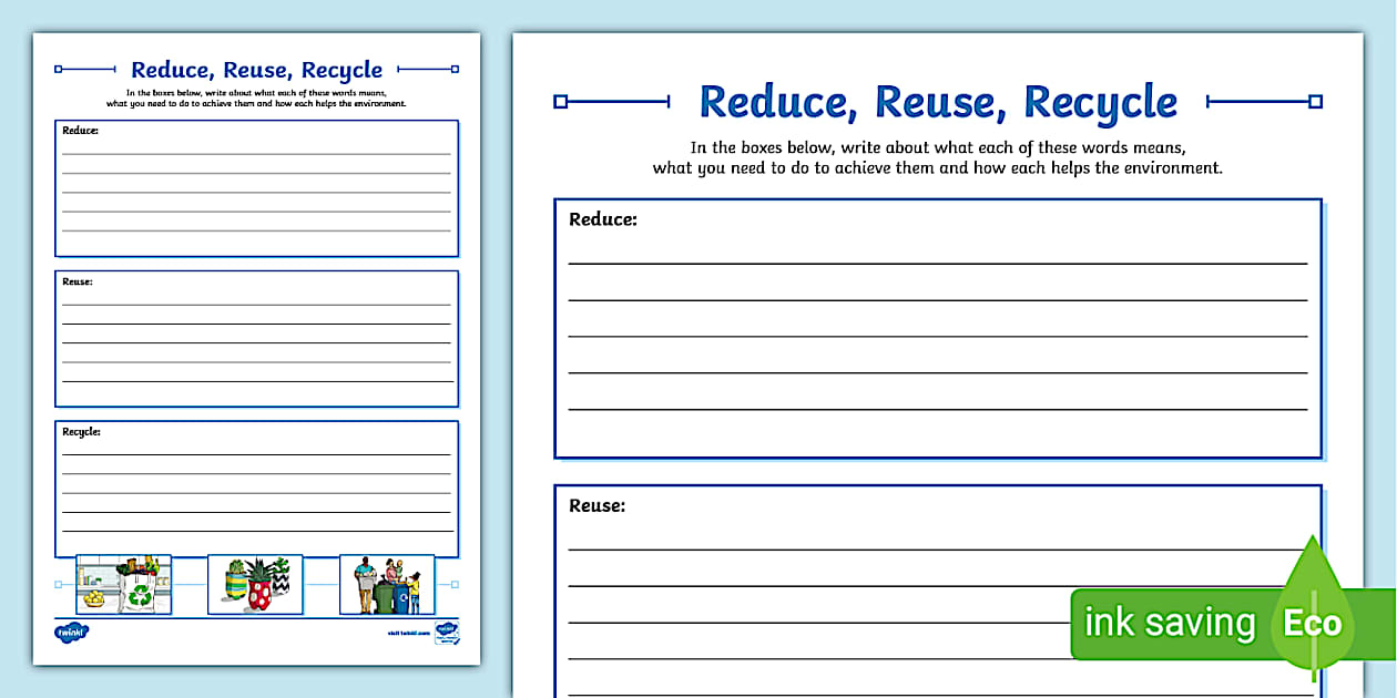 Reduce, Reuse, Recycle Information Template (teacher made)