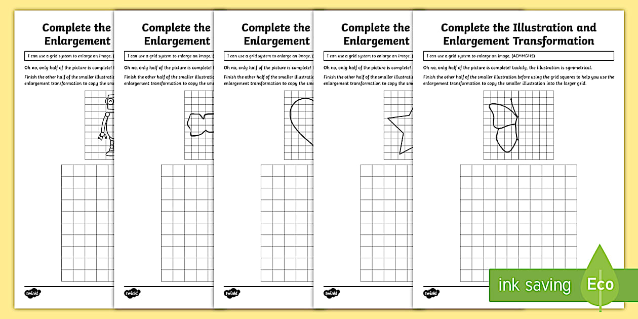 Complete the Illustration and Enlargement Transformation Worksheet