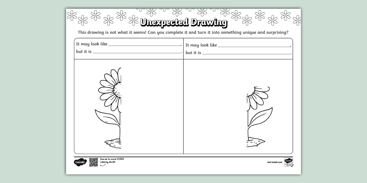 Flower Unexpected Drawing Activity (teacher made) - Twinkl