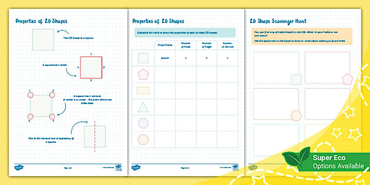 👉 Properties of 2D Shapes Activity (Ages 7 - 8) - Twinkl
