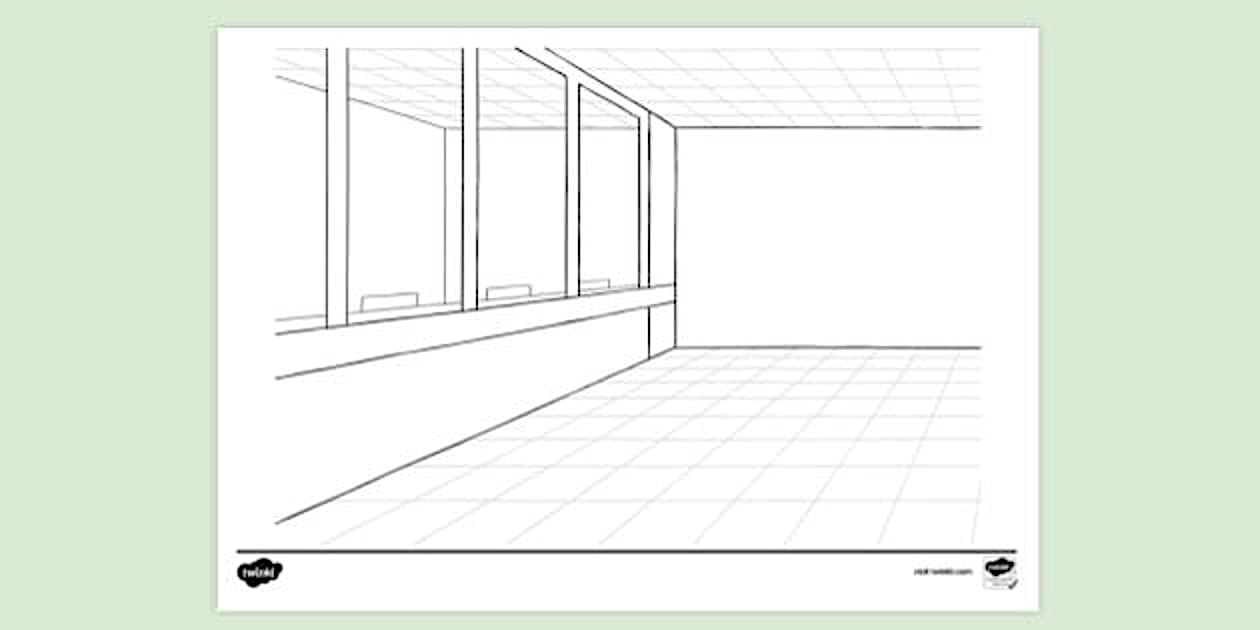Empty Room With Counter Background Colouring Sheet - Twinkl