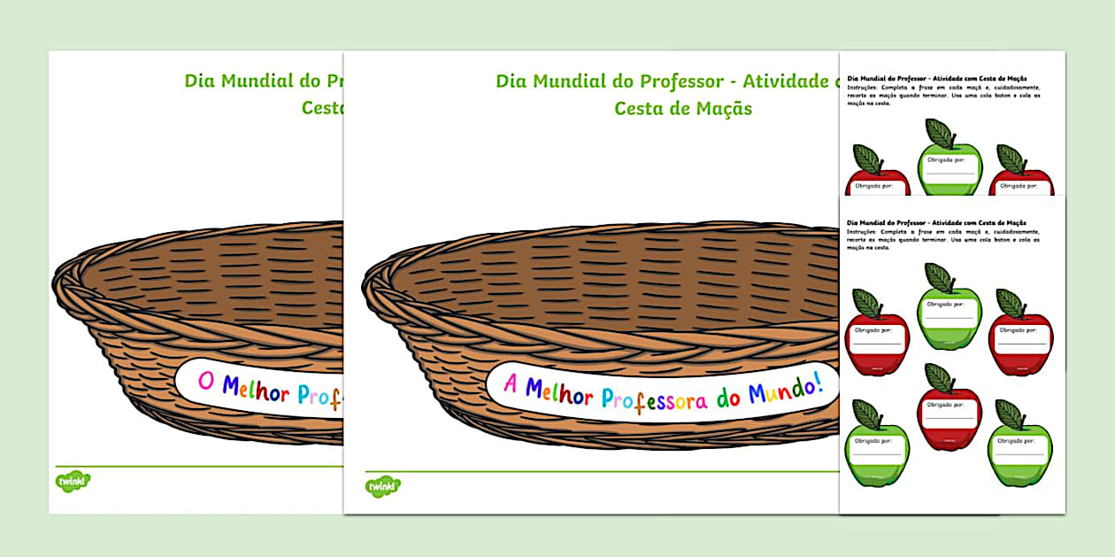 Atividade de Cesta com Maçãs | Dia Mundial do Professor