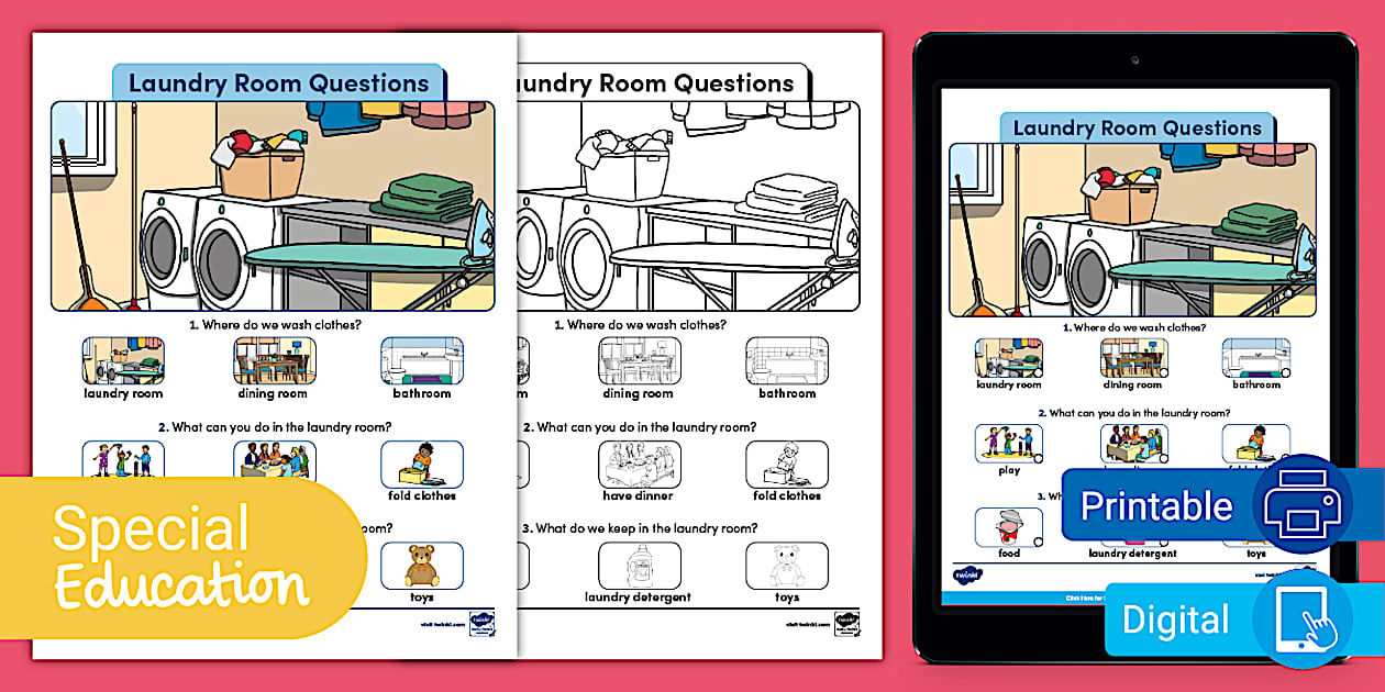 Life Skills: Laundry Room Comprehension Activity Worksheet