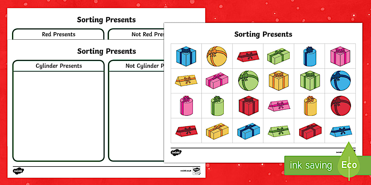 Christmas Present Sorting Worksheet / Worksheets - Twinkl