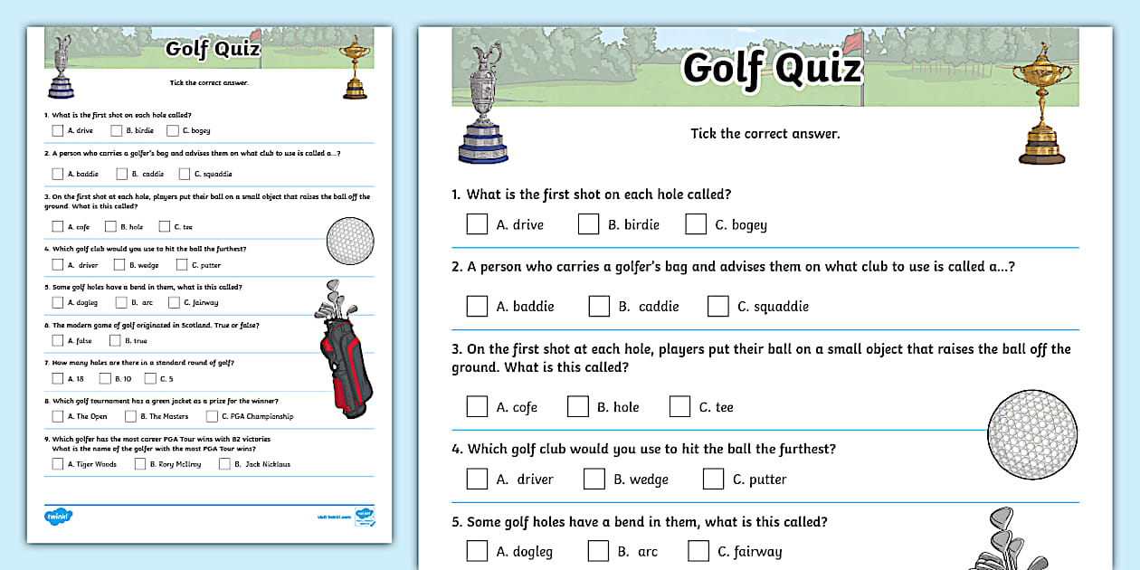 Golf General Knowledge Quiz (teacher made) - Twinkl