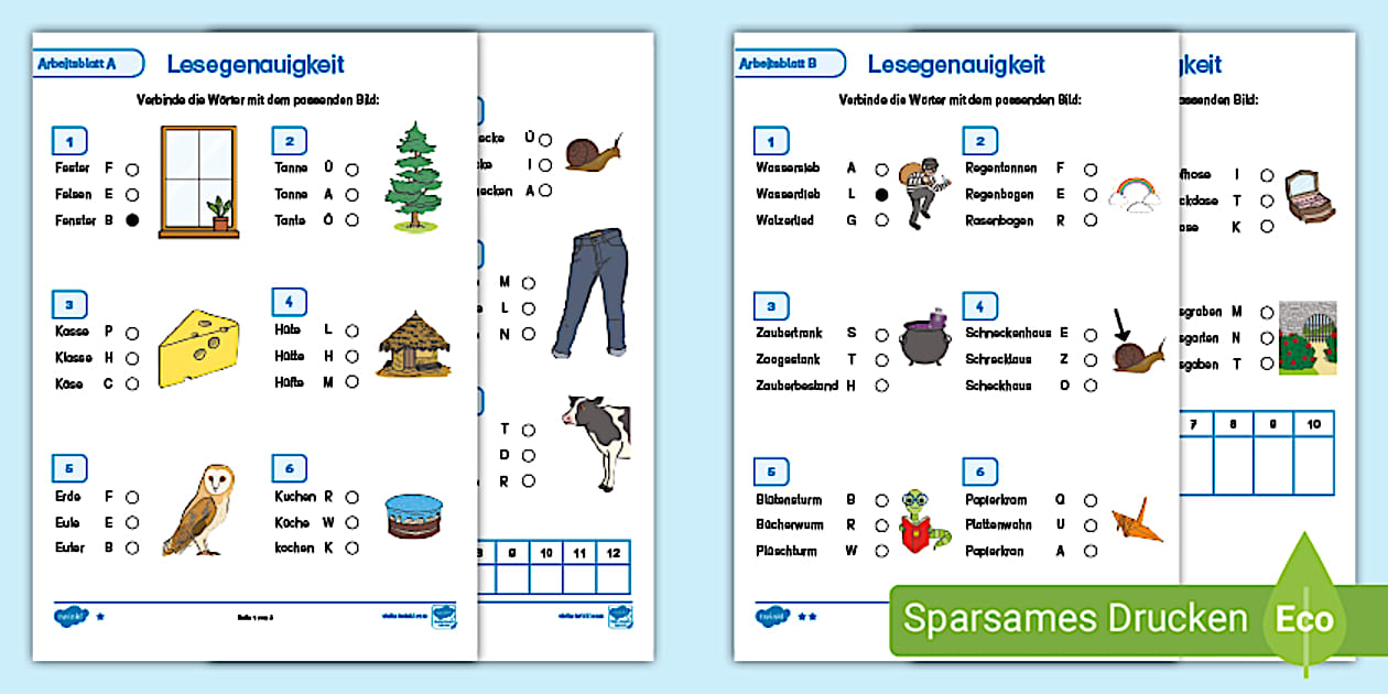Übungen zur Lesegenauigkeit: Finde das richtige Wort