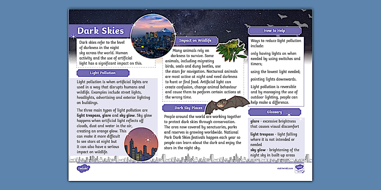 KS2 Dark Skies Fact File (Hecho por educadores) - Twinkl