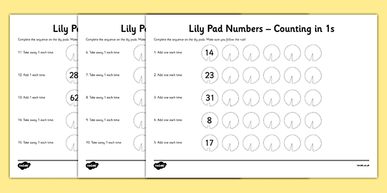 Lily Pad Counting in Ones Worksheet / Worksheet Pack, worksheet