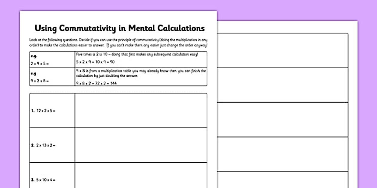Using Commutativity in Mental Calculations (teacher made)