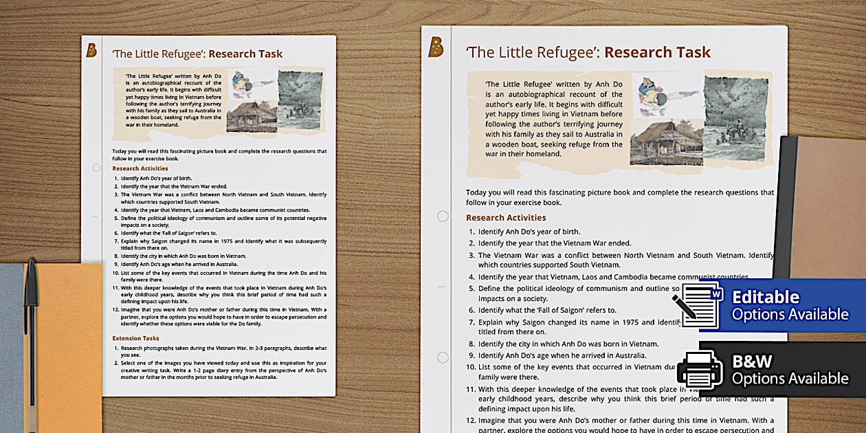 The Little Refugee: Research Task (teacher made) - Twinkl