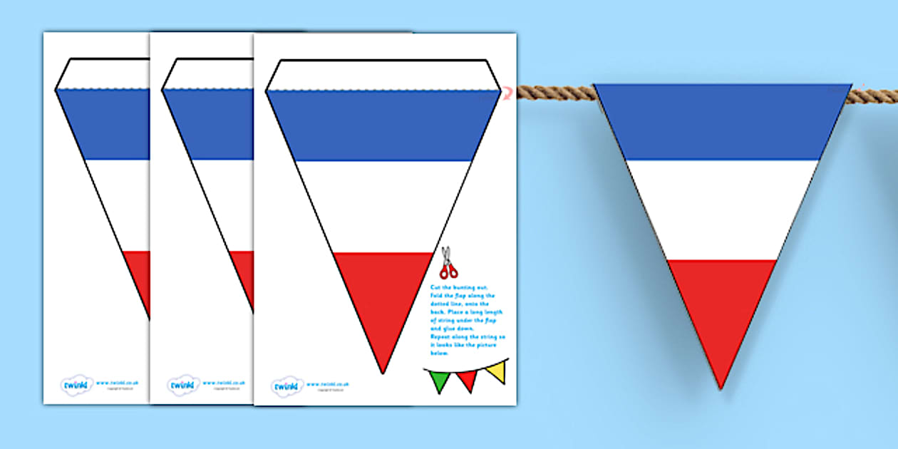 French Flag Bunting to Print | French Display | Twinkl