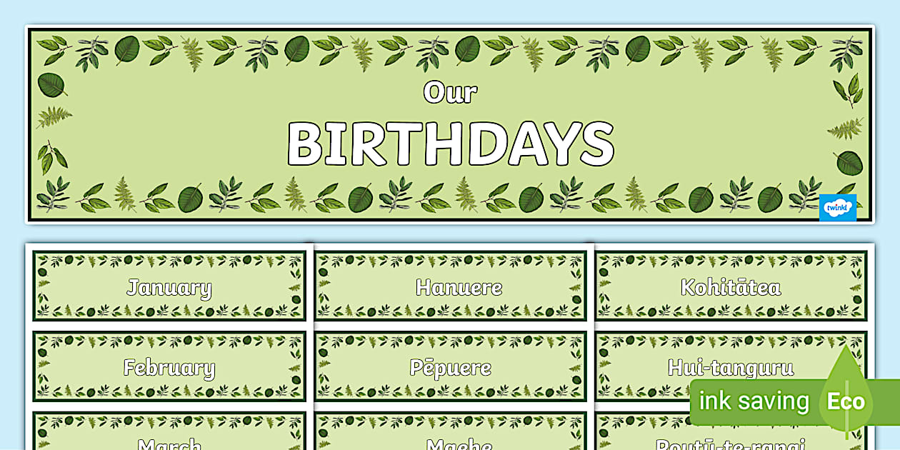 NZ Native Botanical Birthday Display Pack (teacher made)