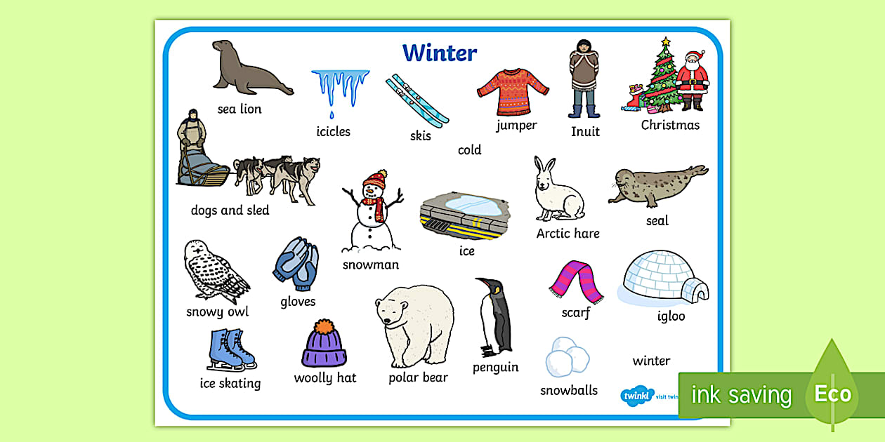Winter Word Bank (teacher made) - Twinkl
