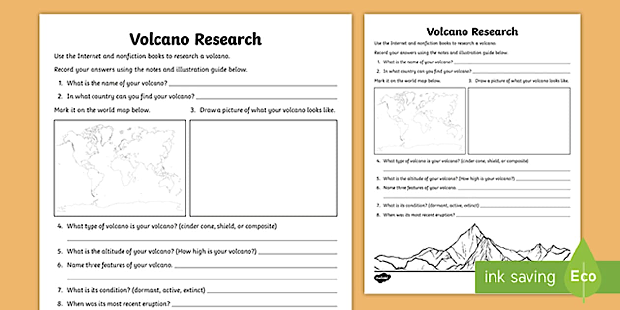 Editable Volcano Research Activity for 3rd-5th Grade