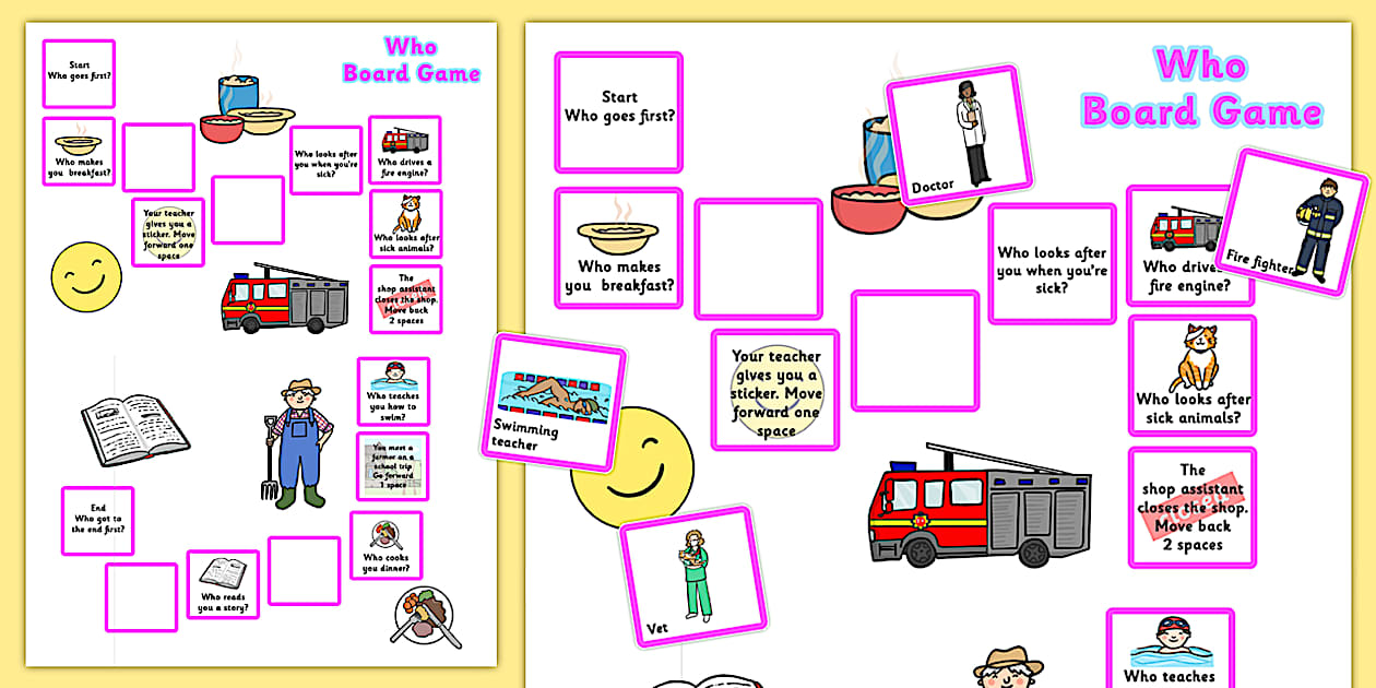 Who Board Game - ESL Questions Board Game (teacher made)