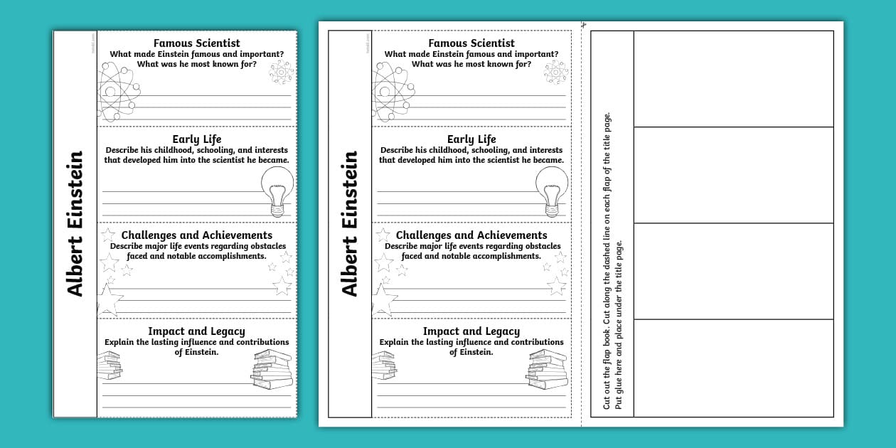 Albert Einstein Flap Book for 6th-8th Grade