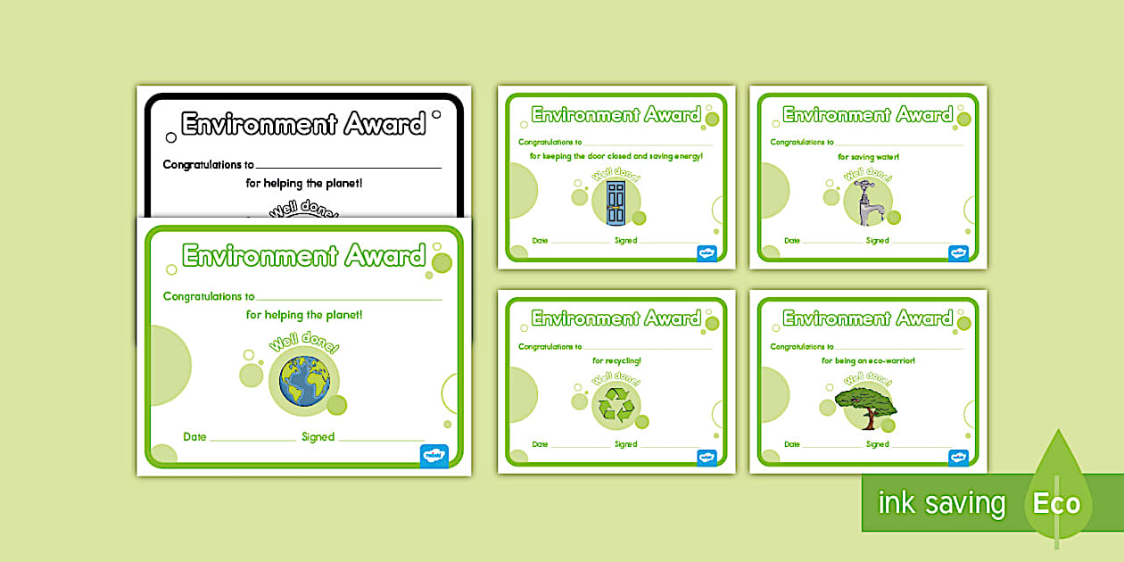 Environment Awards (teacher made) - Twinkl