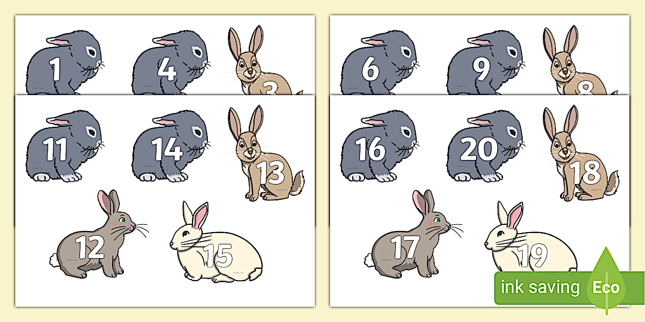 1-20 on Rabbits Cut Outs Cut-Outs - (teacher made) - Twinkl