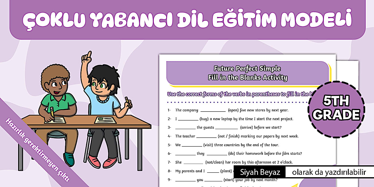 Future Perfect Simple Fill in the Blanks Activity-Twinkl