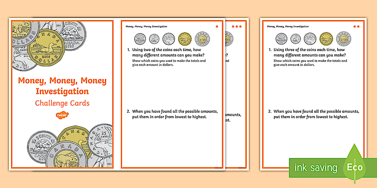 Canadian Money Challenge Cards | Social Studies - Twinkl