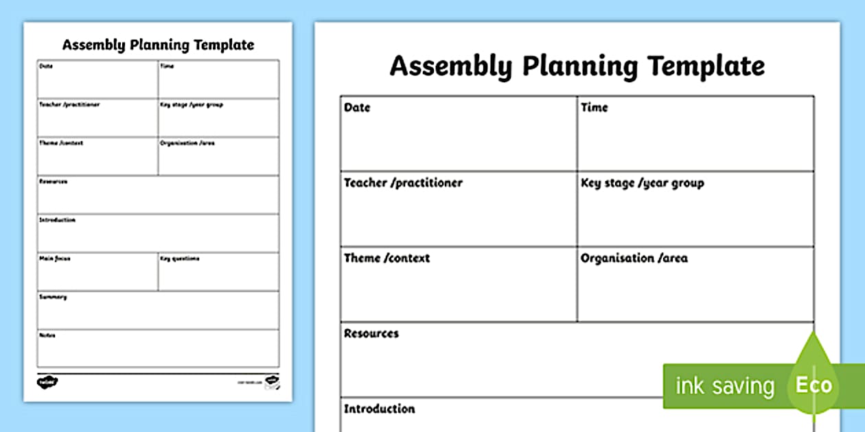 Assembly Planning Template - Twinkl