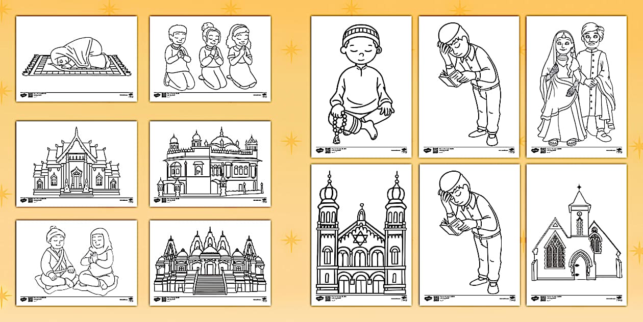 Different Beliefs Colouring Pages - Religion (teacher made)
