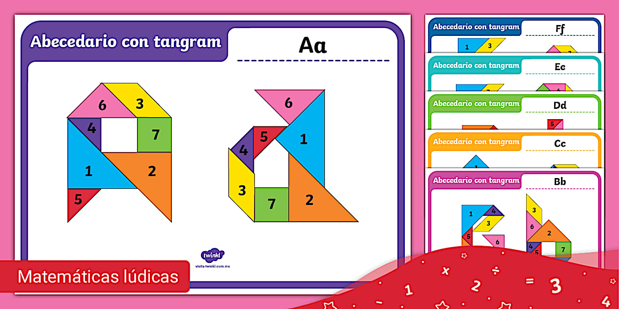 Tangram - tarjetas con abecedario (Teacher-Made) - Twinkl
