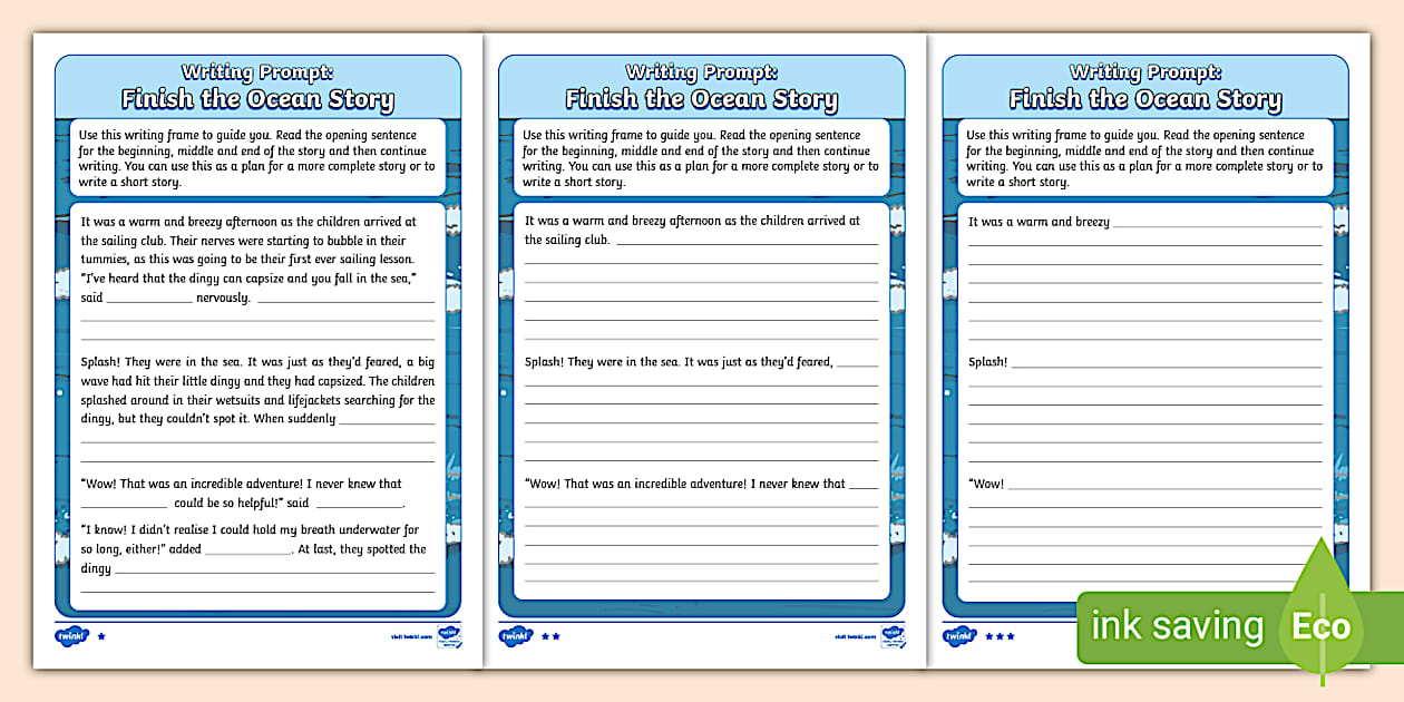 Writing Prompt: Finish the Ocean Story (teacher made)